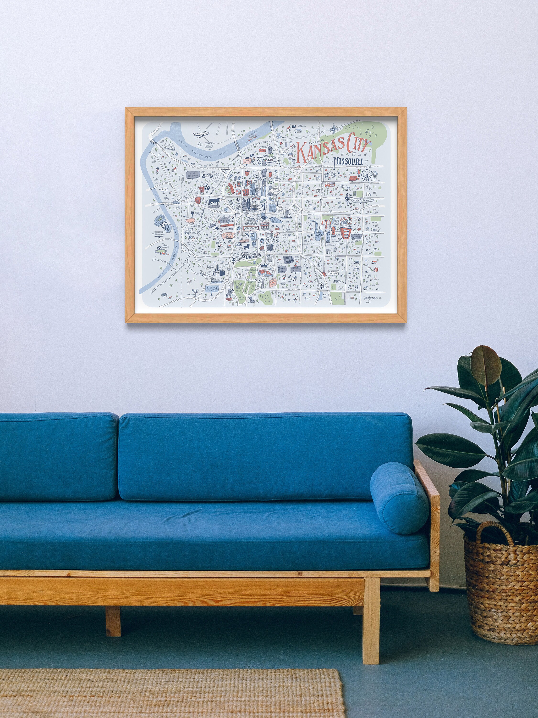 Illustrated Map of Kansas City - Downtown - Etsy