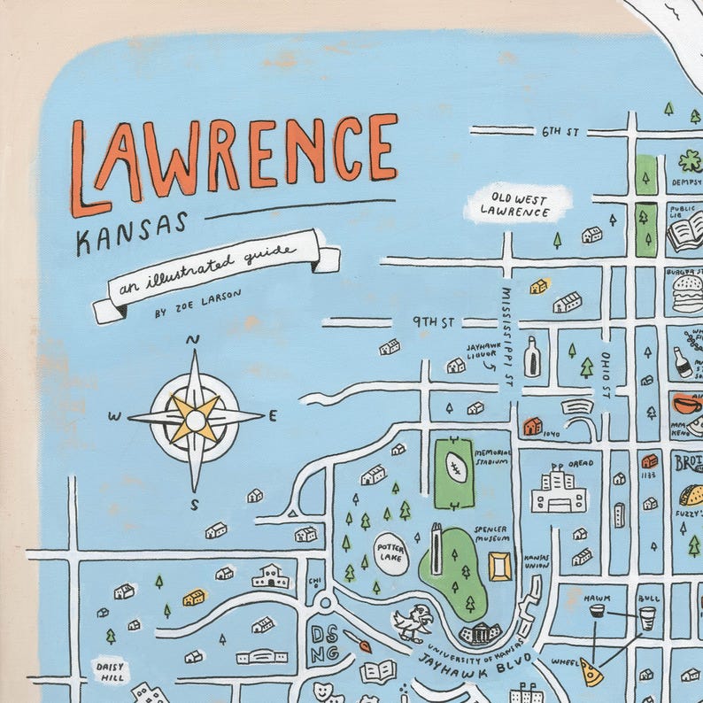 Illustrated Map of Lawrence - Etsy