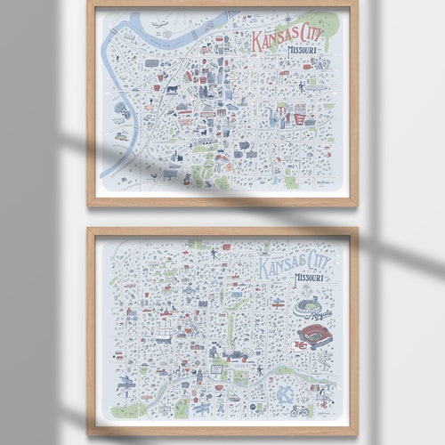 Illustrated Map of Kansas City Downtown - Etsy