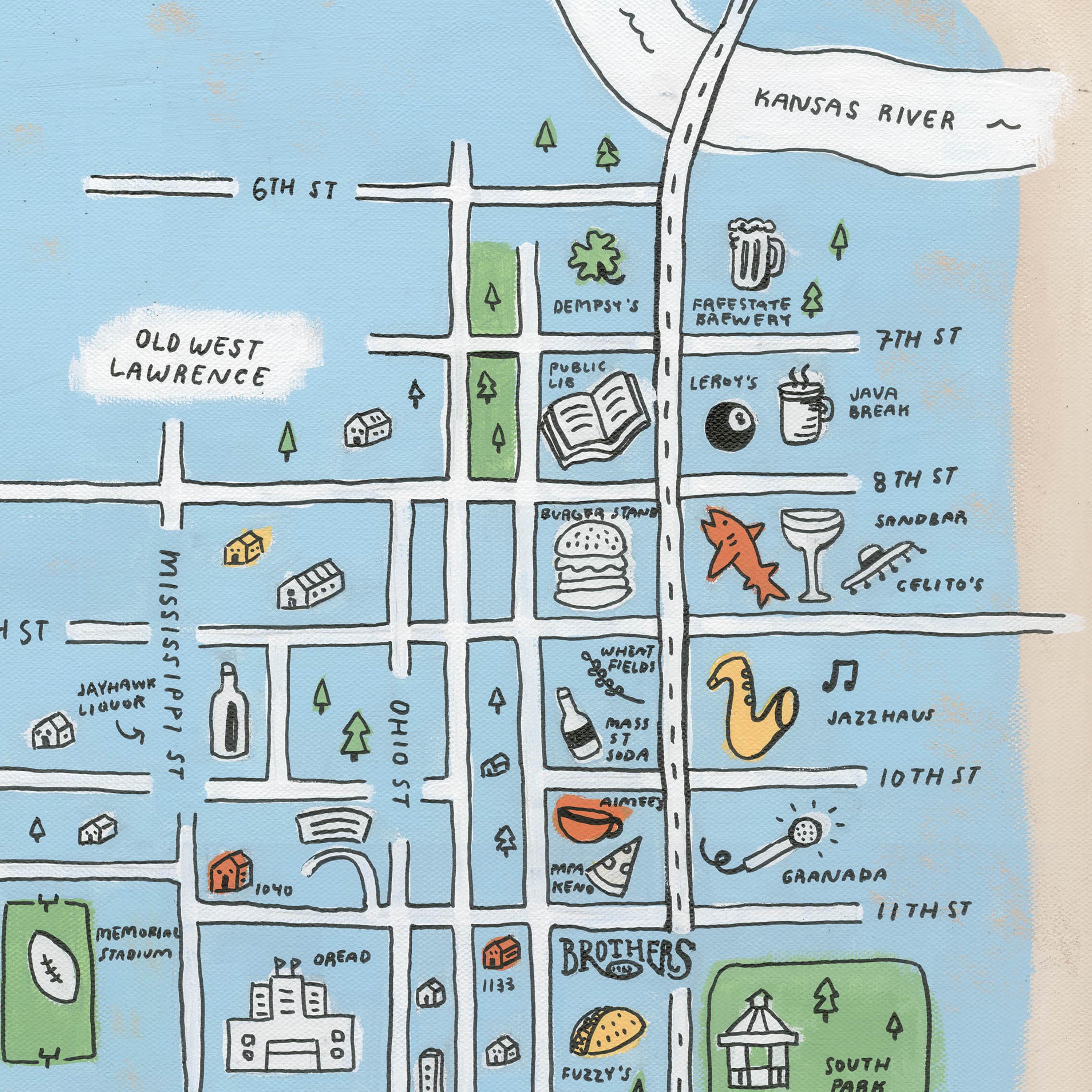 Illustrated Map of Lawrence - Etsy