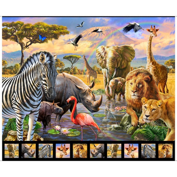 African Elephant Zebra Rhino Giraffe Lions Birds Quilting | Etsy