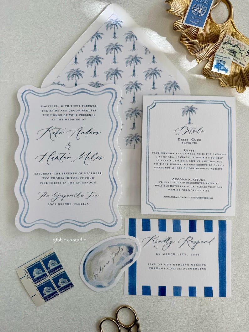 Grayson Coastal Wedding Invitation, Beach Wedding, Nautical Wedding ...