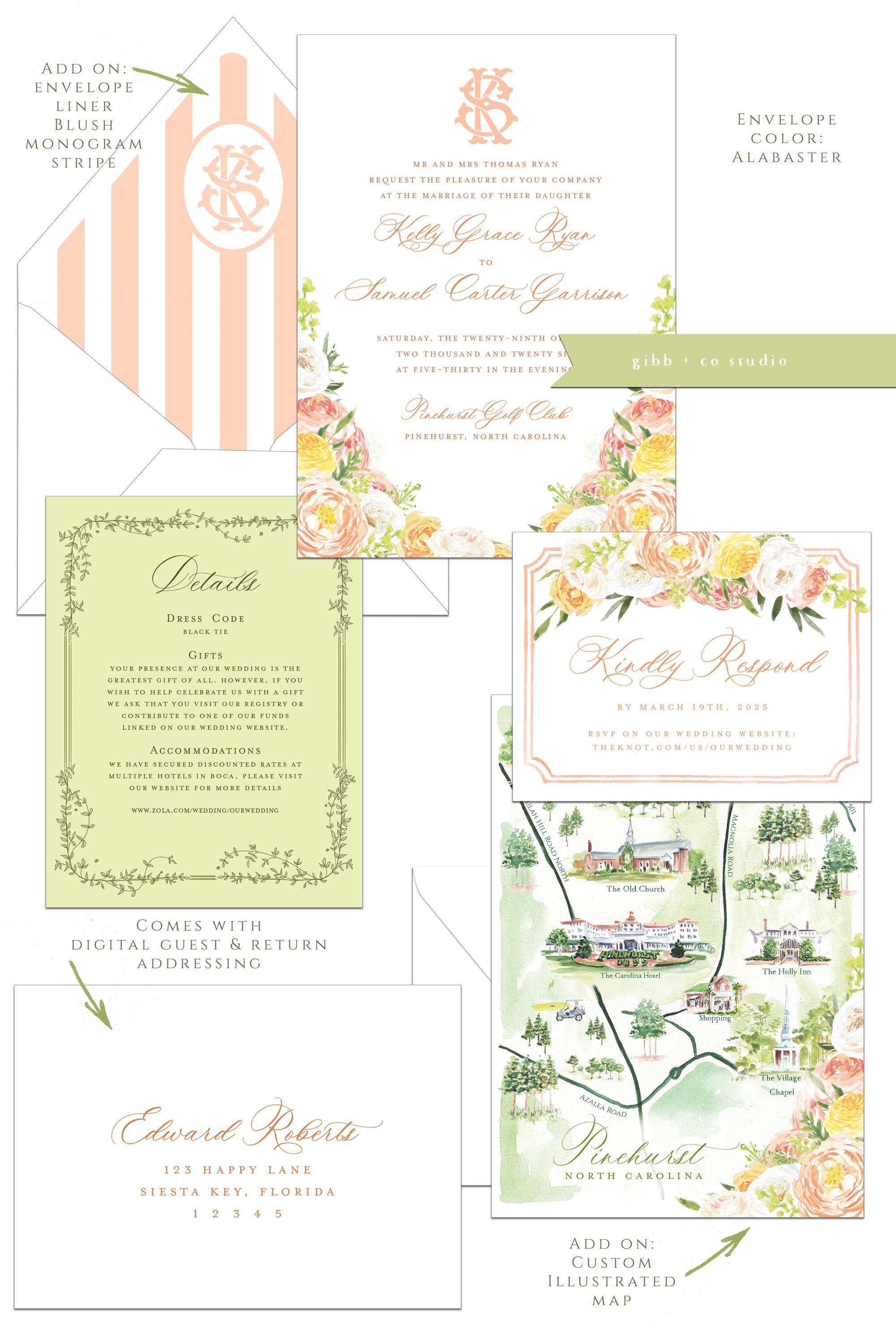 Floral Wedding Invitations, Garden Wedding, Julie Semi Custom Wedding ...