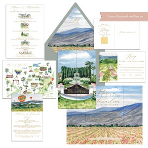 Custom Watercolor, Destination Wedding, Illustration, Save the Date ...