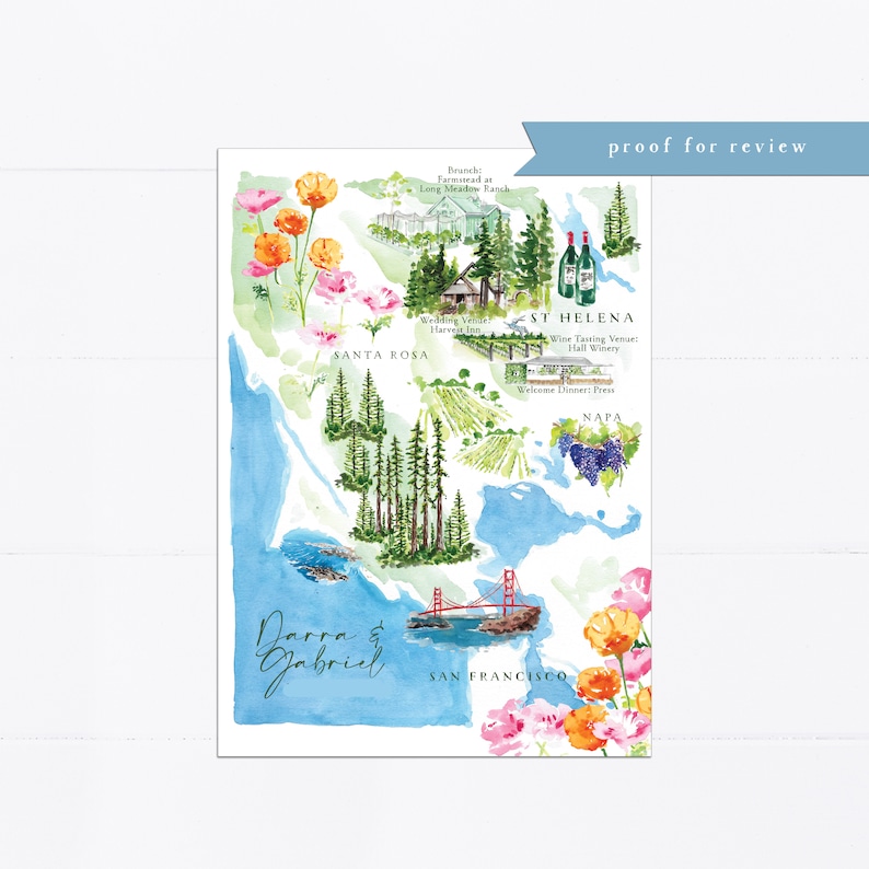 Custom Watercolor Destination Wedding Illustration - Etsy