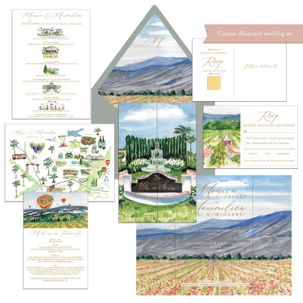 Custom Watercolor Wedding Invitation - Etsy