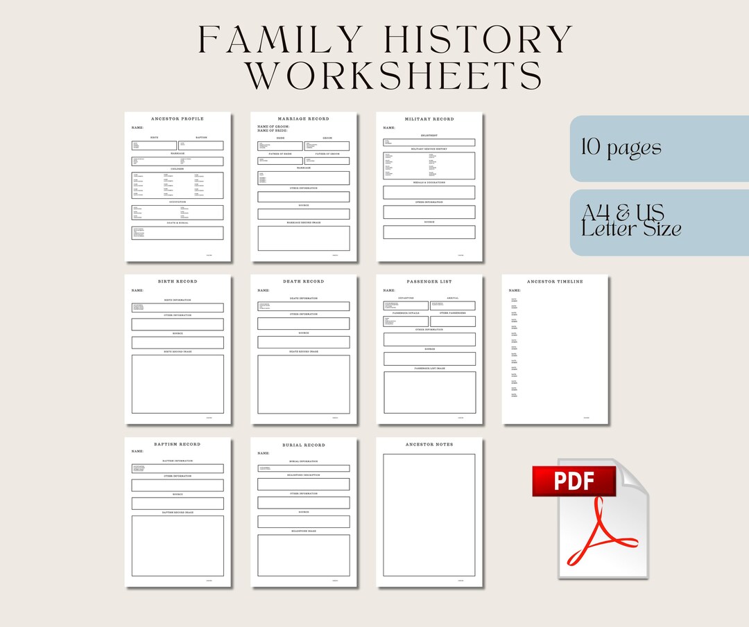Family History Genealogy Worksheets | Printable Worksheets | PDF ...