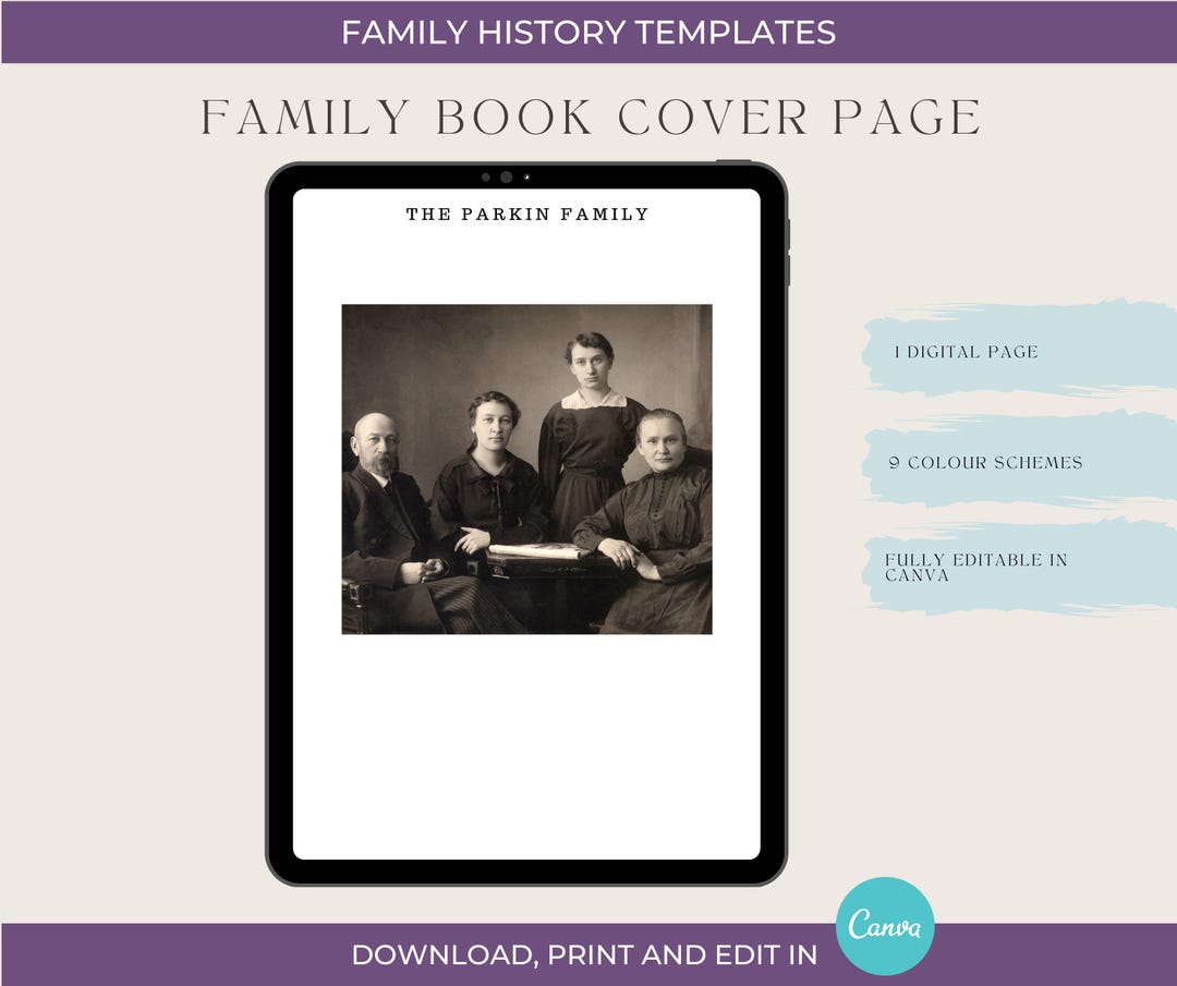 Family History Genealogy Printable Template Family Book Cover Page ...