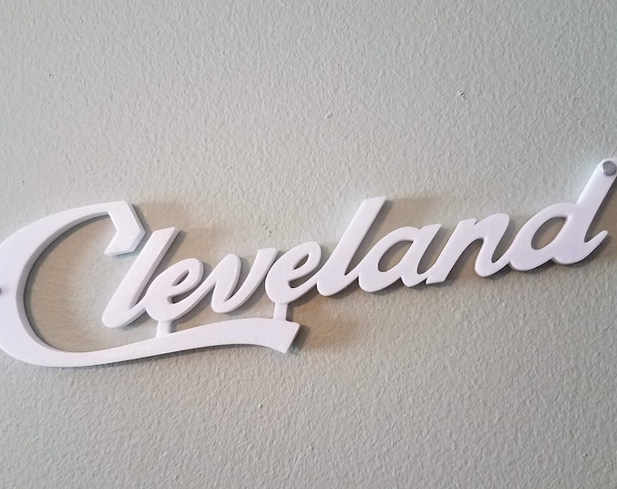 Cleveland Sign Wall Hanger - Script Cleveland Sign - Multiple Sizes ...