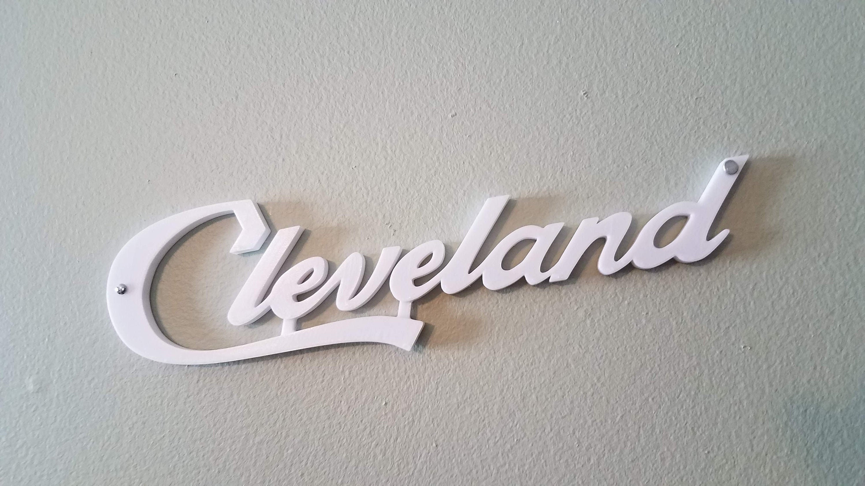 Cleveland Sign Wall Hanger - Script Cleveland Sign - Multiple Sizes ...