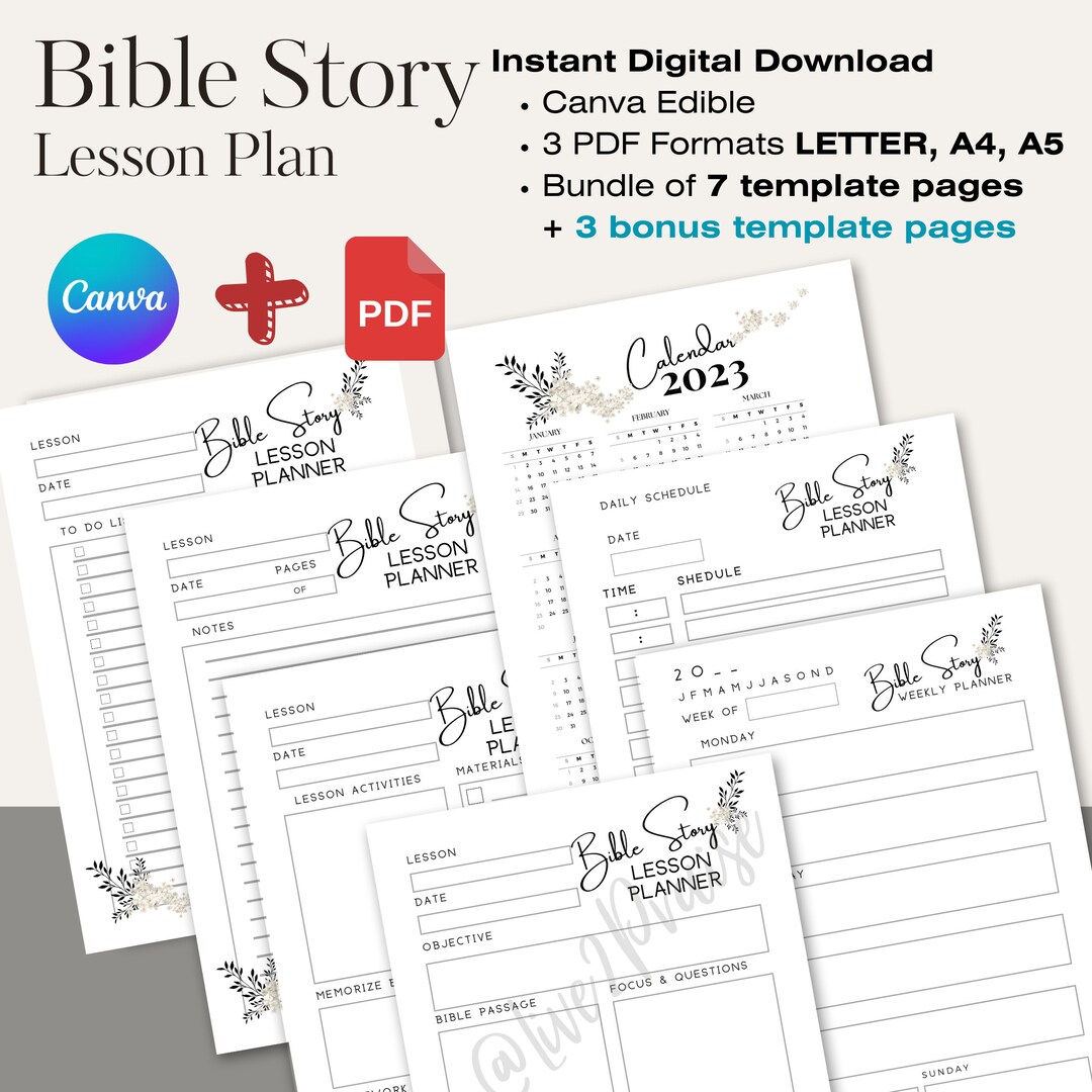 Bible Story Lesson Planner Bundle: Sunday School, Church (PDF) - Etsy