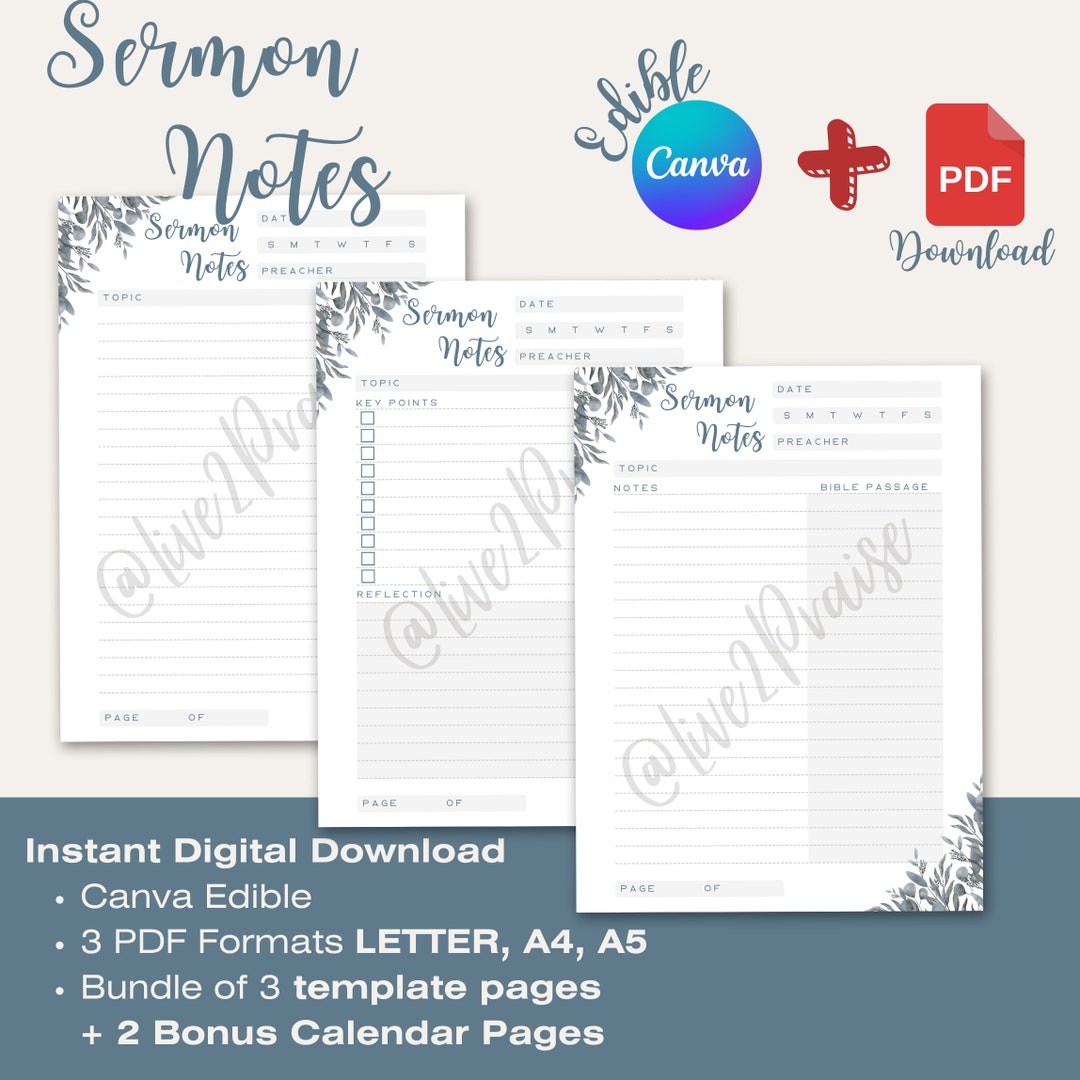 Bible Sermon Notes for Preachers and Students Sermon Notebook Bible ...