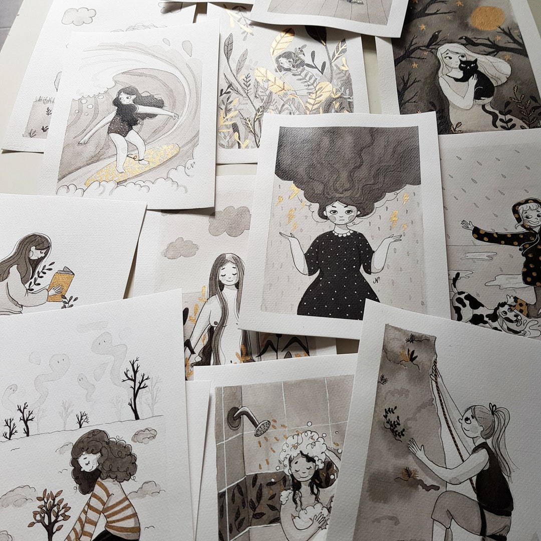 Illustration originale A5 - Inktober 2020 (type 1) - Etsy France