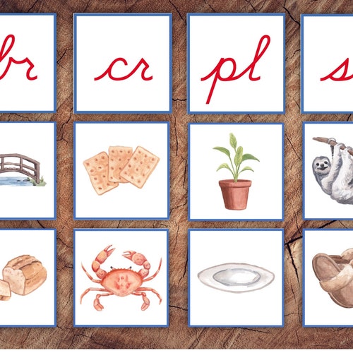 Preschool Consonant Blends Picture Matching Cards Cursive - Etsy