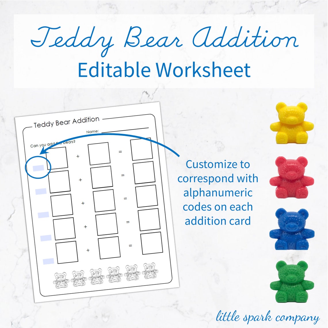 Teddy Bear Addition Cards for Sums 1-10 Preschool Addition | Etsy