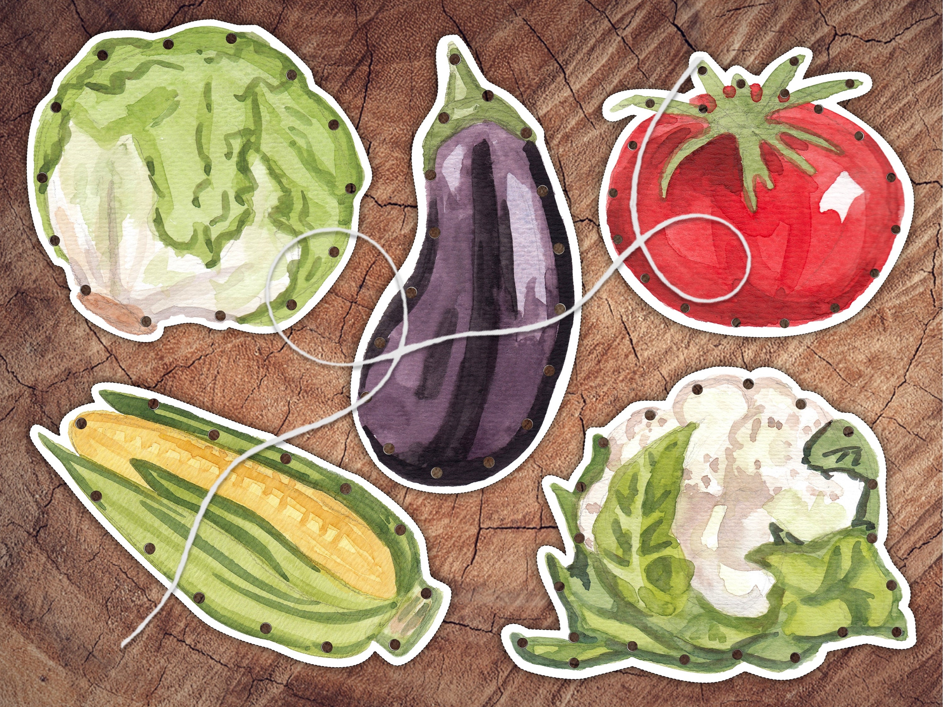 Garden Vegetables Lacing Card Set Large Format Preschool | Etsy
