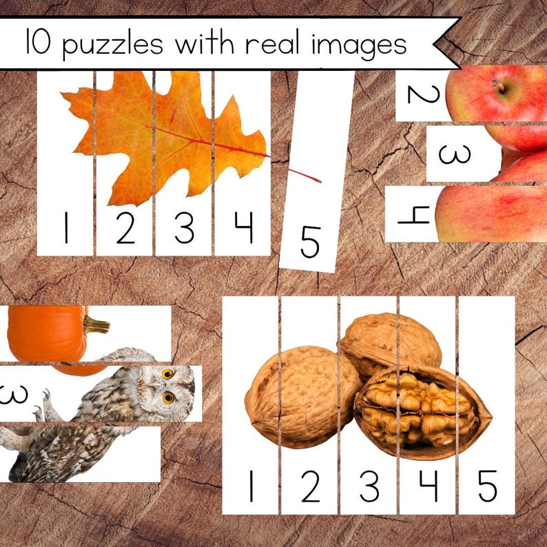Autumn Number Puzzles 1-5, Toddler Preschool Activity - Etsy
