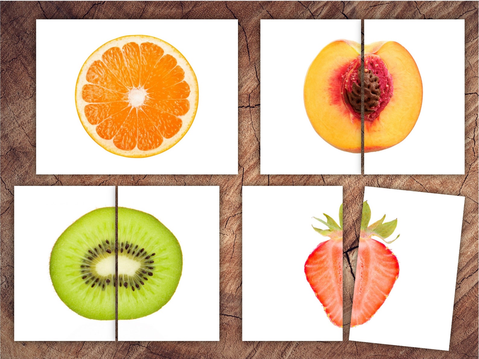 Fruit Slices Symmetry Puzzles Matching Cards Toddler | Etsy