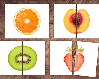 Veggetable Slices Symmetry Puzzles Matching Cards Toddler | Etsy