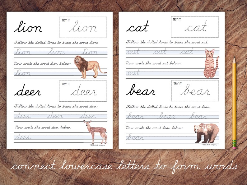 Animals of the World Cursive Workbook, Cursive Handwriting Practice - Etsy