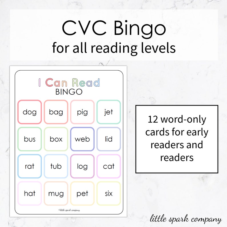 CVC I Can Read Bingo Inclusive Bingo for All Reading Levels | Etsy