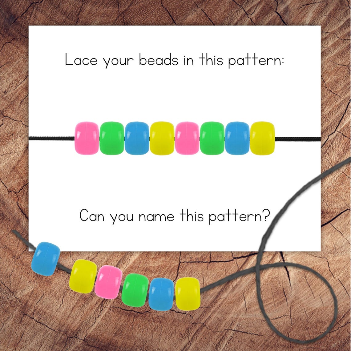 Spring Pony Bead Lacing Task Cards, Preschool Pattern Recognition - Etsy