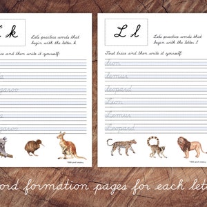 Animals of the World Cursive Workbook, Cursive Handwriting Practice - Etsy