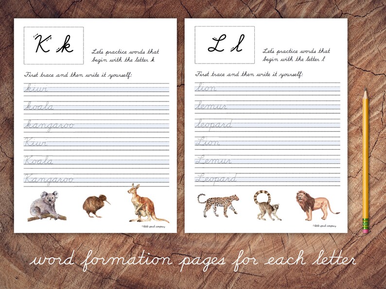 Animals of the World Cursive Workbook, Cursive Handwriting Practice - Etsy