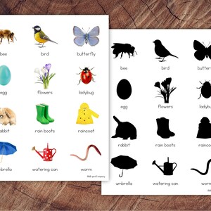 Spring Picture Matching Cards, Silhouette Matching, Toddler Preschool ...
