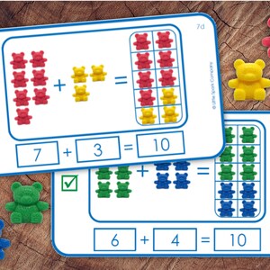 Teddy Bear Addition Cards for Sums 1-10, Preschool Addition, Preschool ...