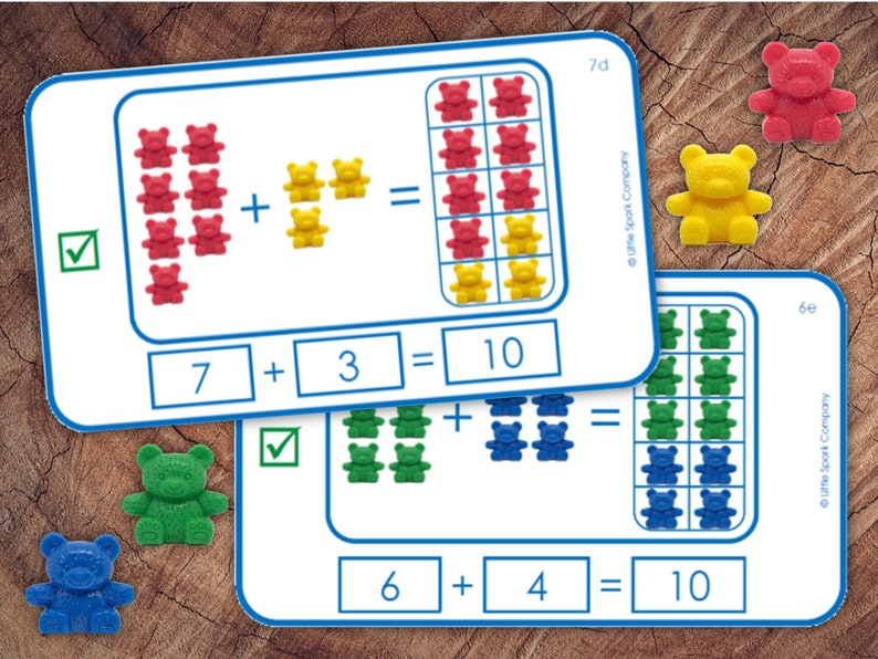 Teddy Bear Addition Cards for Sums 1-10 Preschool Addition | Etsy