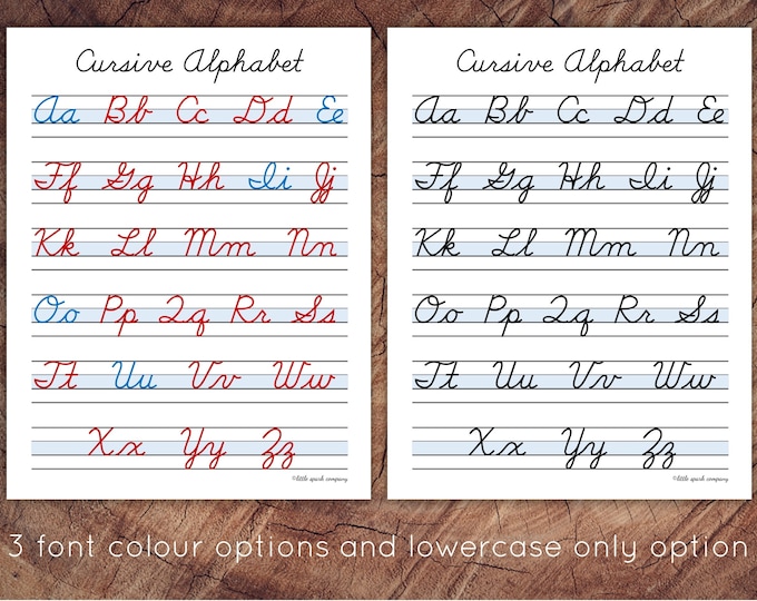Cursive Alphabet Poster - Nature Watercolor Illustrations - ABC Print ...