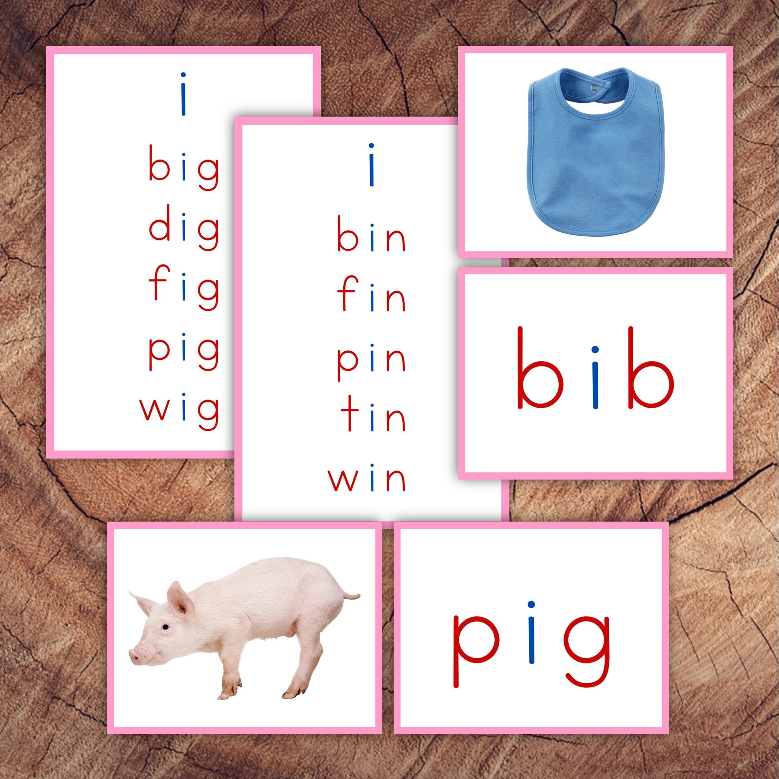 Montessori Pink Series Language Cards, Learn to Read CVC Words - Etsy