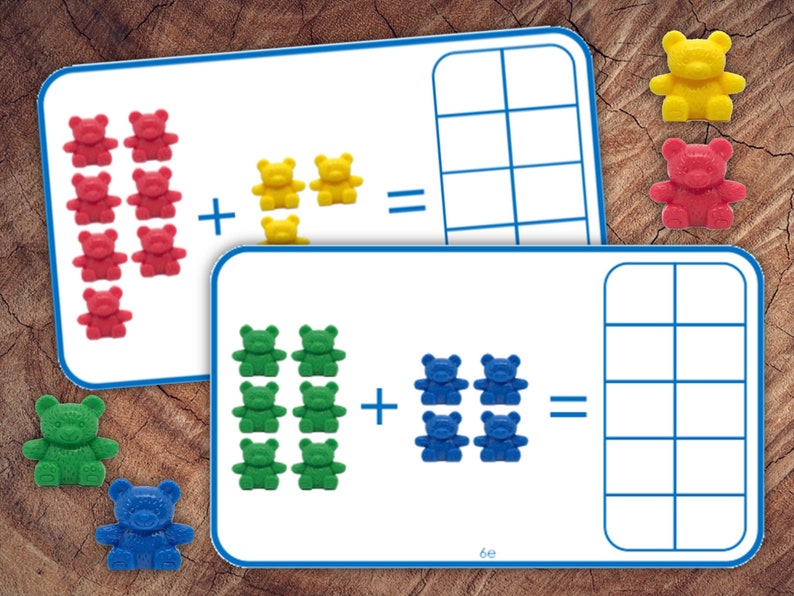Teddy Bear Addition Cards for Sums 1-10 Preschool Addition - Etsy