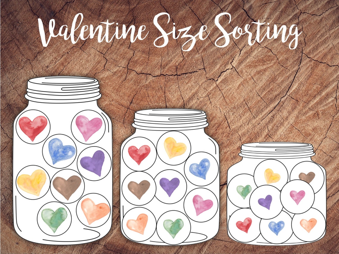 Valentine Hearts Colour and Size Sorting Toddler Preschool - Etsy