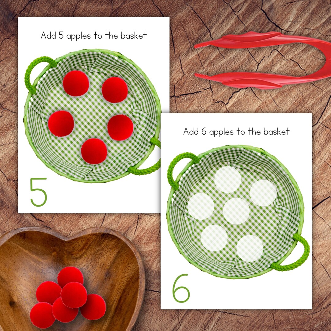 Apples in a Basket Fine Motor Counting 1-10, Toddler Preschool Activity ...