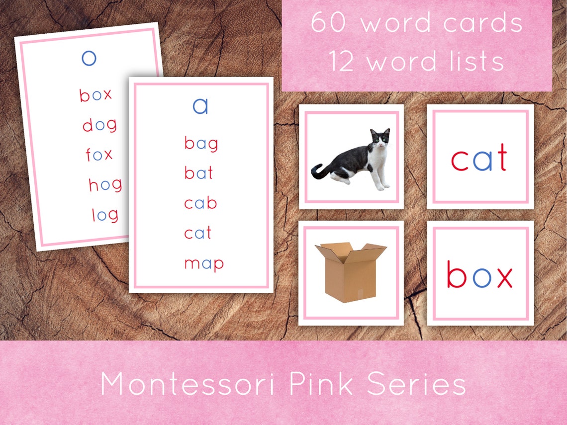 Montessori Pink Series Language Cards Learn to Read CVC | Etsy