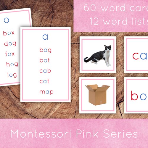 Montessori Pink Series Language Cards Learn to Read CVC - Etsy