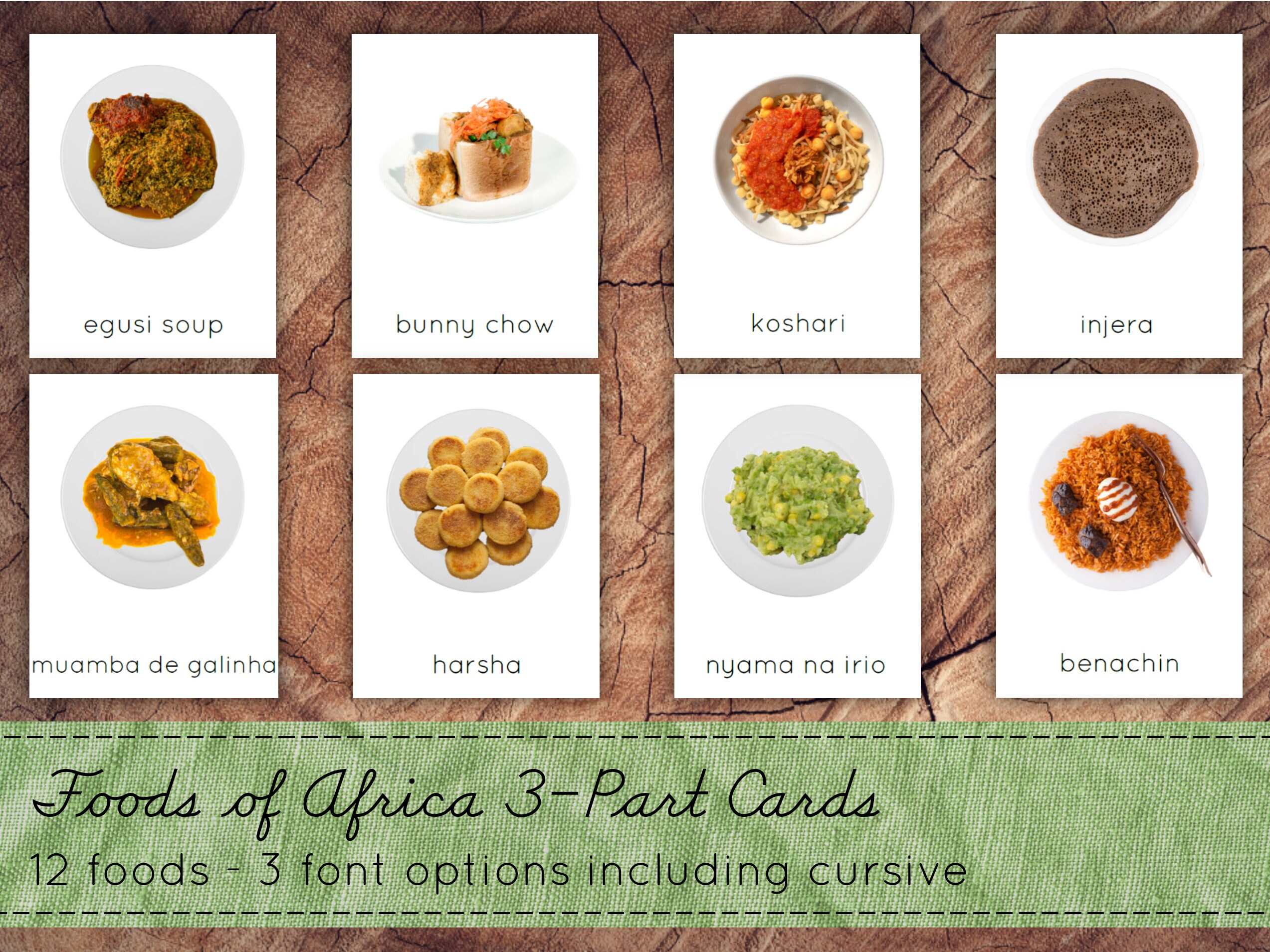 African Foods 3-Part Cards Montessori Nomenclature Cards | Etsy