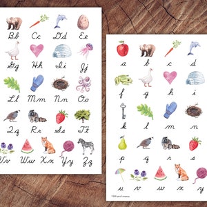 Preschool Alphabet Poster Set, Print and Cursive - Etsy
