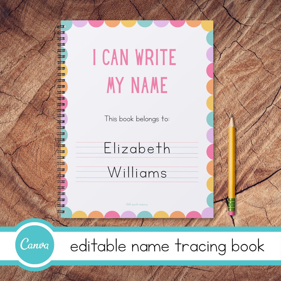 Editable Name Tracing Workbook Pastels - Etsy