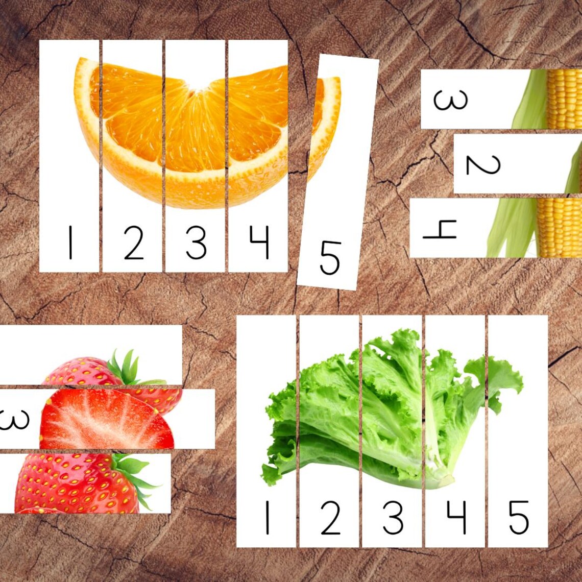Fruits and Vegetables Number Puzzles 1-5, Number Recognition, Order - Etsy