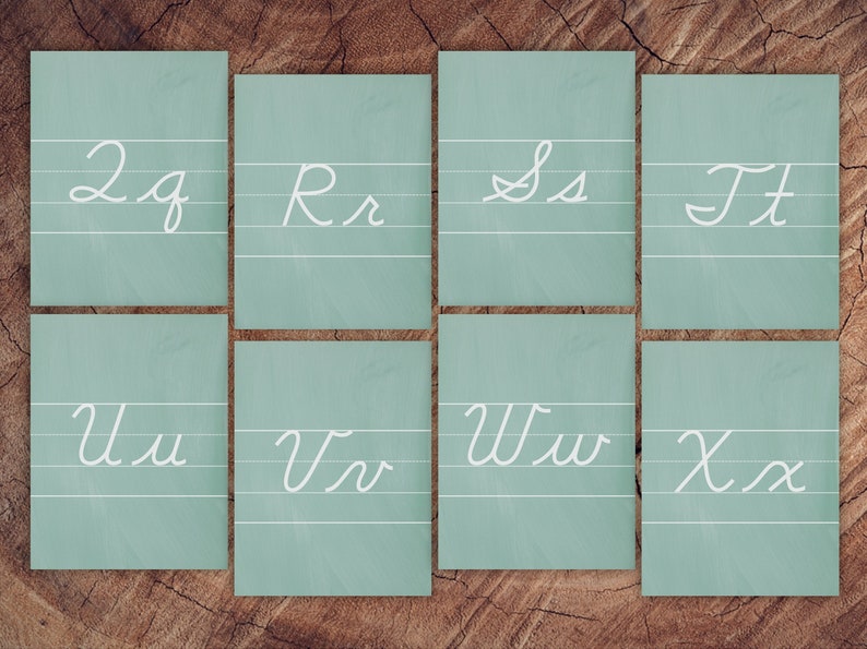 Chalkboard Alphabet Cards Cursive With Guide Lines - Etsy