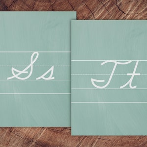 Chalkboard Inspired Alphabet Poster Set, Cursive Version With Guide ...
