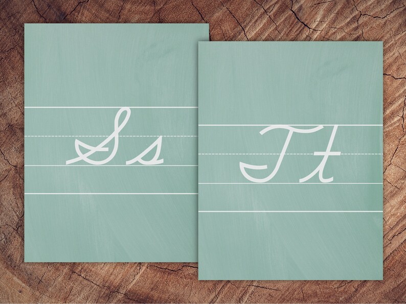 Chalkboard Inspired Alphabet Poster Set, Cursive Version With Guide ...