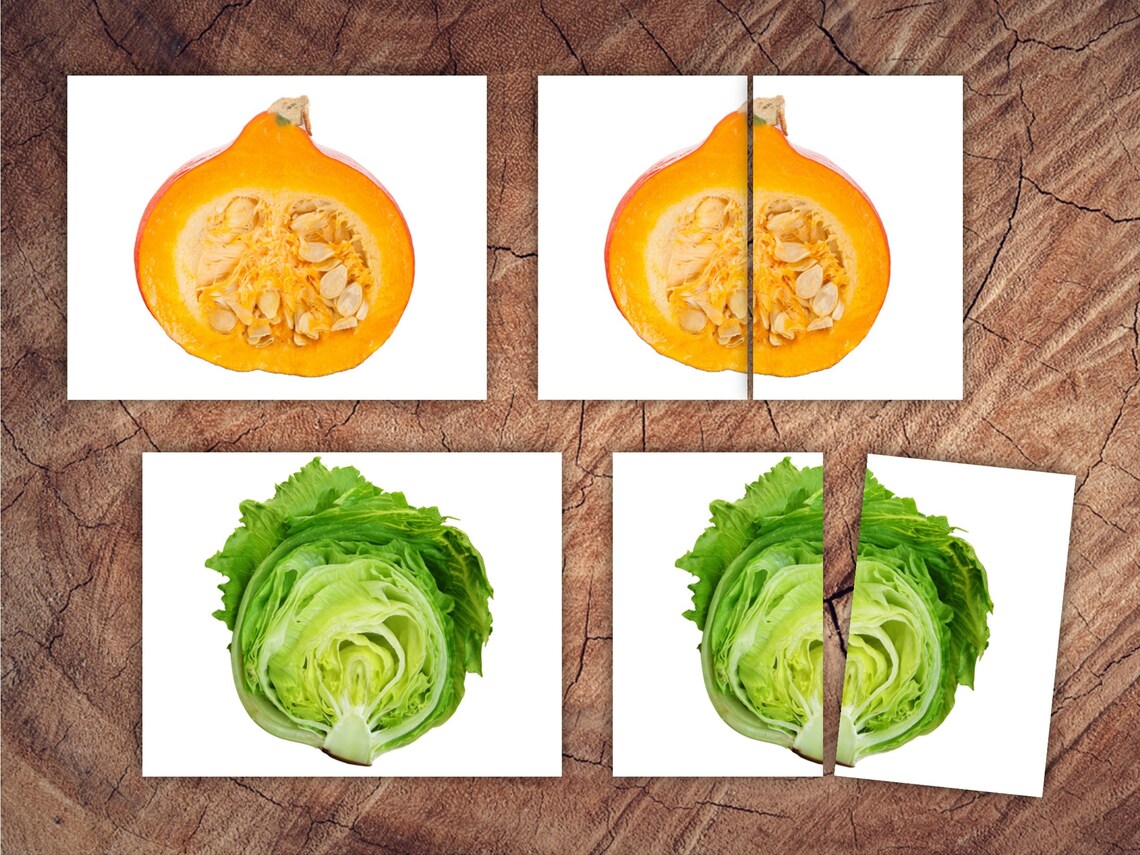 Veggetable Slices Symmetry Puzzles Matching Cards Toddler - Etsy
