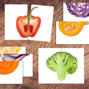 Veggetable Slices Symmetry Puzzles, Matching Cards, Toddler Preschool ...