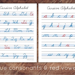 Cursive Handwriting Poster Set, Montessori Cursive - Etsy