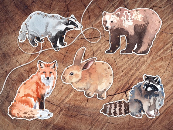 Woodland Animals Lacing Card Set Large Format Preschool Fine | Etsy