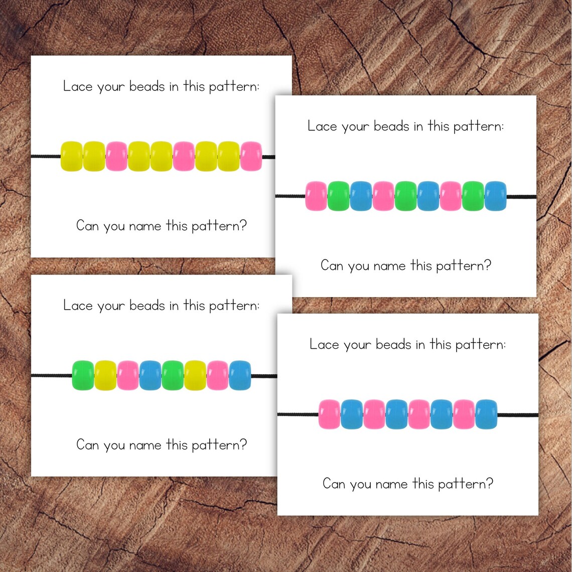 Spring Pony Bead Lacing Task Cards, Preschool Pattern Recognition - Etsy